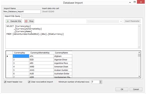 Manually Setup An Import Of Data From SQL Server To Excel Advanced Setup