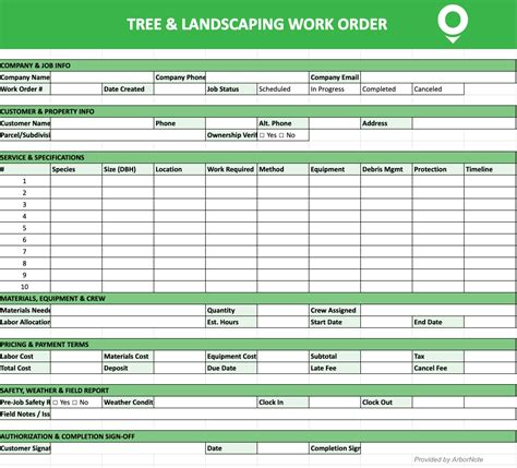 Work Order Templates How Top Tree And Landscaping Business Use It To