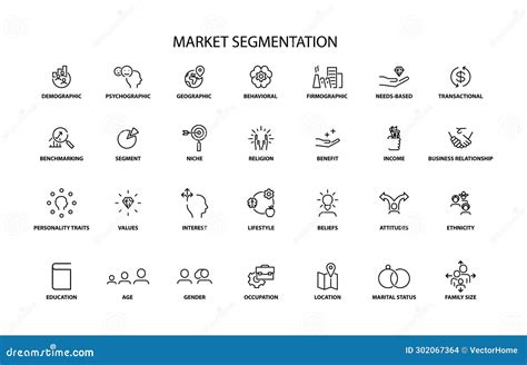 Market Segmentation Vector Icons Set Stock Vector Illustration Of