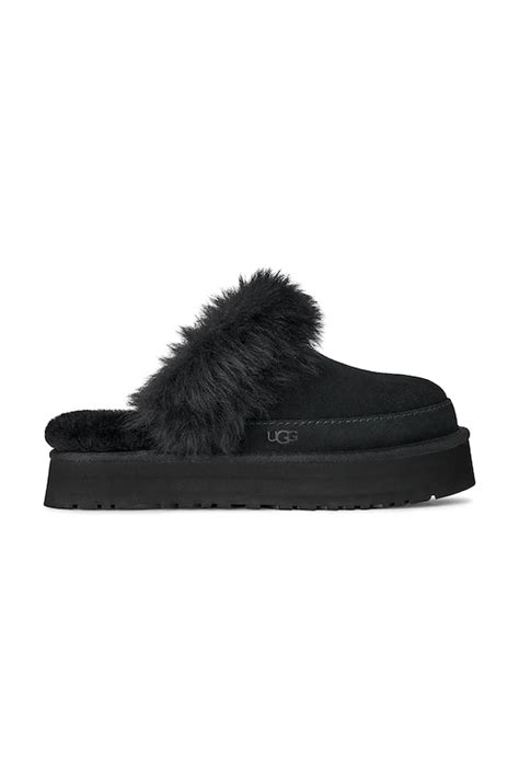 Ugg Suede Slippers Disquette Chalet Black Color 1173930blk At Prm Us