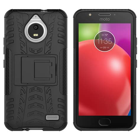 Dual Layer Rugged Tough Case For Motorola Moto E Black