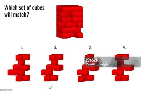 which set of cubes matches the missing part of the given object above