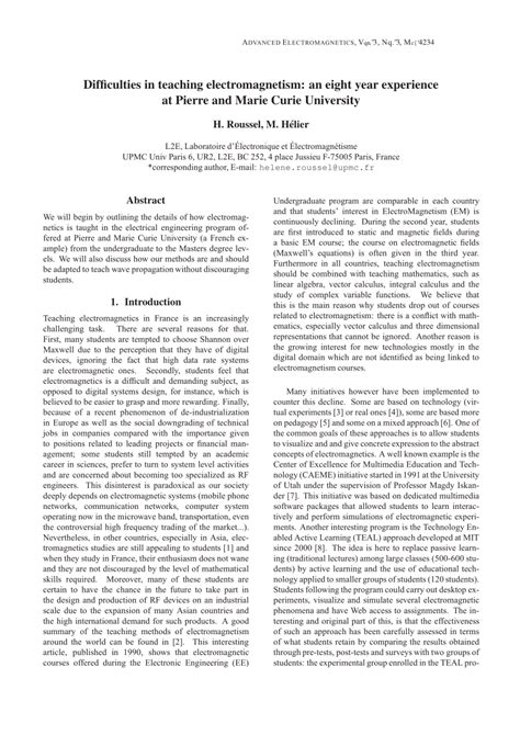 Pdf Difficulties In Teaching Electromagnetism An Eight Year