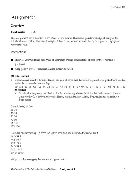 Assignment 01 Done Final Draft Assignment 1 Overview Total Marks