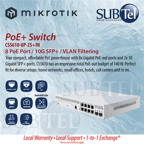Mikrotik CSS P S IN PoE Switch Ports Gigabit POE Ports G SFP VLAN Filtering