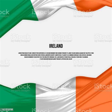아일랜드 국기 디자인 새틴 또는 실크 직물로 만든 아일랜드 국기를 흔들고 있습니다 벡터 일러스트레이션 아일랜드 국기에 대한 스톡