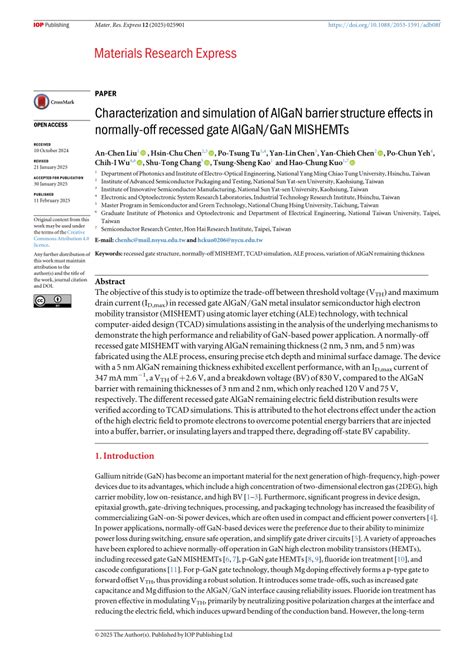 Pdf Characterization And Simulation Of Algan Barrier Structure Effects In Normally Off