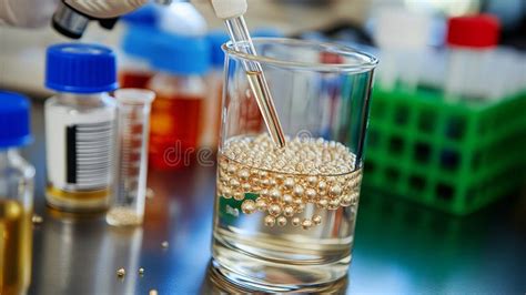 Enzyme Immobilization Process In A Laboratory Setting Using Beads And Scientific Equipment Stock