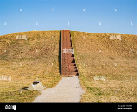 Sunny View Of The Cahokia Mounds State Historic Site At Illinois Stock