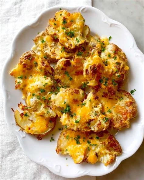 Cheesy Crispy Smashed Potatoes Irresistibly Crispy And Cheesy