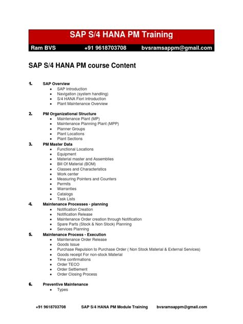 Sap S4 Hana Pm Module Training2 Pdf Software Engineering Systems
