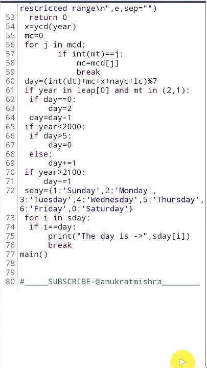 Program To Know What Day Will Be On A Particular Date🗓 Python Pythonforbeginners Youtube