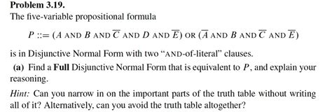 Problem The Five Variable Propositional Formula Chegg Com