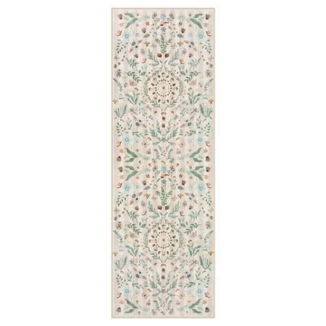 Chloe Boho Insect Botanical Floral Beige Runner Rug Lahome