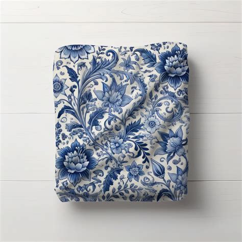 Elegant Blue Chinoiserie Plush Floral Blanket Velveteen Plush Blanket