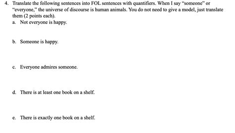 solved translate the following sentences into fol sentences