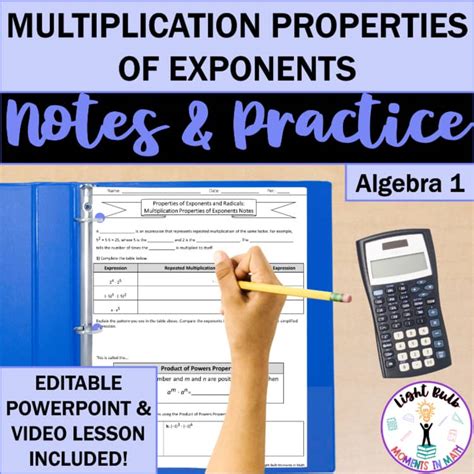 Multiplication Properties Of Exponents Guided Notes Practice Worksheet