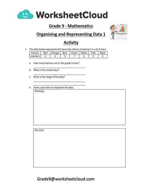 Wsc Gr9 Maths Representing And Organising Data 1 Ws Pdf