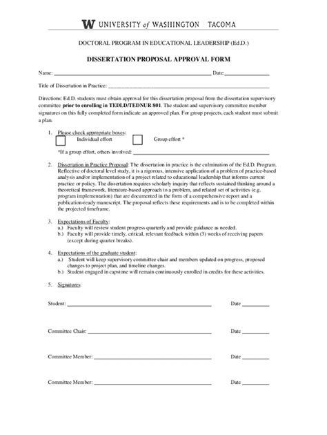 Fillable Online Dissertation Proposal Approval Form Fax Email Print