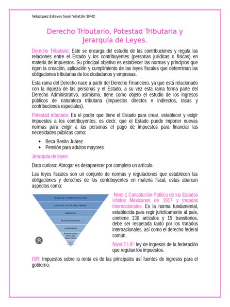 Derecho Tributario Y Jerarquía Legal Pdf Impuestos Impuesto Sobre