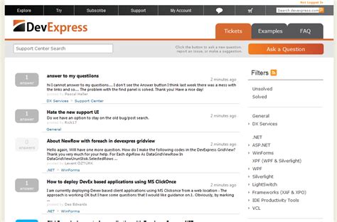 devexpress support site freestyler ws