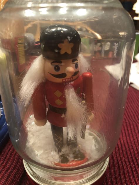 Nutcracker Under Glass Jars Snow Snow Globes Nutcracker Soldier