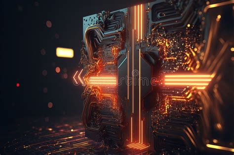 Cyber Security Cloud Computing Technology Modern Concept Digital Circuit Board Background Stock