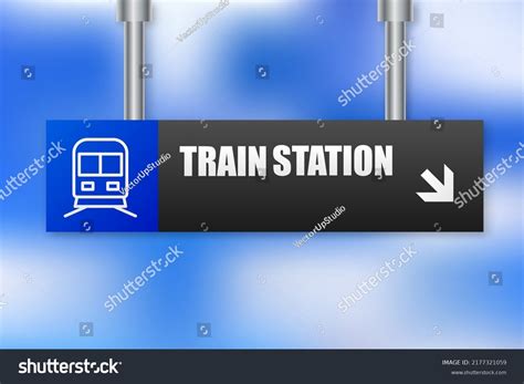Railway Station Platform Sign Railroad Station Stock Vector Royalty