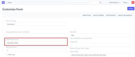 Error Message While Setting Up Default Print Format For Quotation ERPNext Frappe Forum