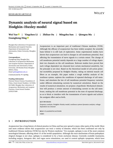Dynamic Analysis Of Neural Signal Based On Hodgkinhuxley Model