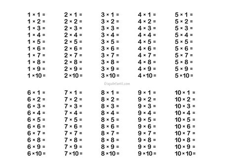 Multiplicaciones Para Niños De 4 Grado De Primaria Actividad Del Niño