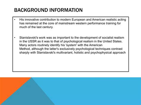 Stanislavskis Influence In The Usa Pptx