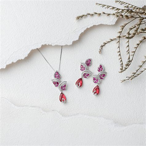 Pure Silver Ruby Elegant Silver Set Sp Silver Jewellery