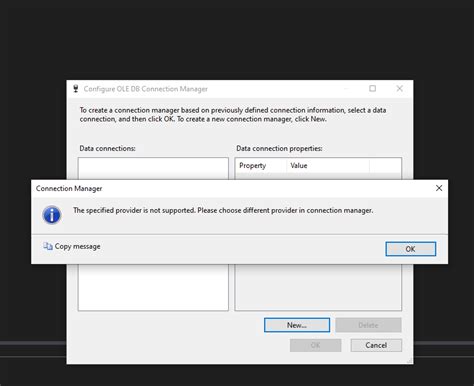 The Specified Provider Is Not Supported Please Choose Different Provider In Connection Manager