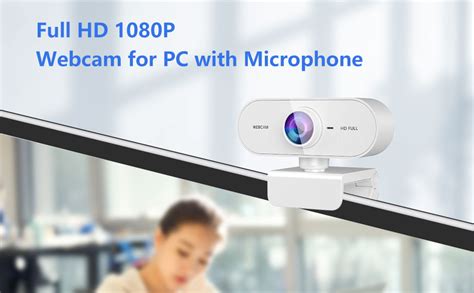 Qmkkx Webcam For Pc With Microphone Full Hd 1080p White
