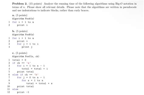 Solved Problem Points Analyze The Running Time Of Chegg
