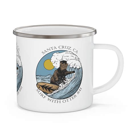 Surf With Otter 841 By Thiago Bianchini Camping Mug 12oz Small