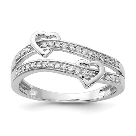 14k White Gold Real Diamond Heart Ring Y13171aa Goldiaca