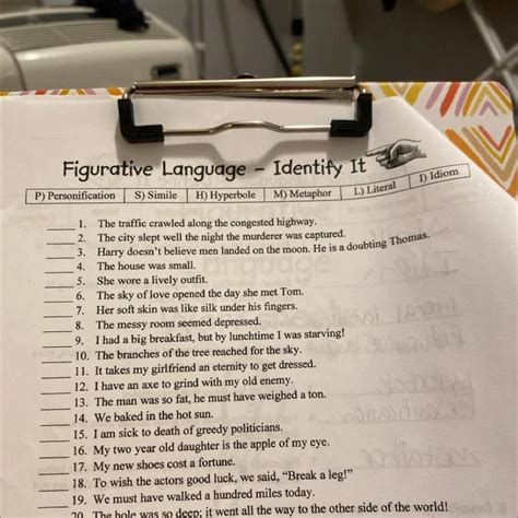 [free] English Figurative Language Identify It