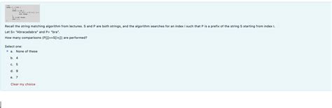Solved Recall The String Matching Algorithm From Lectures S