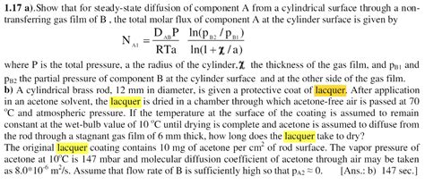 Show That For Steady State Diffusion Of Component A