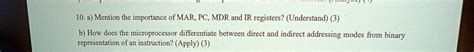 10 A Mention The Importance Of Mar Pc Mdr And Ir Registers