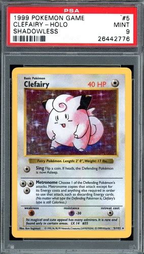 Psa 9 Base Set Shadowless Clefairy Holo 5 102 Ebay