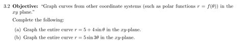 Solved 3 2 Objective Graph Curves From Other Coordinate Chegg Com