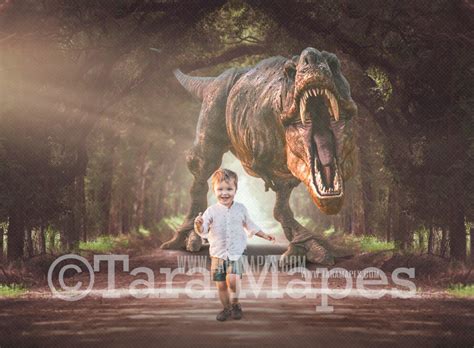 Dinosaur Digital Backdrop Funny T Rex Chase Dino Chasing Digital
