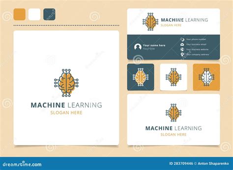 Machine Learning Logo Design With Editable Slogan Branding Book And