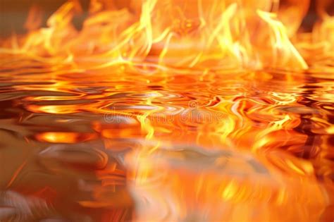 The Image Is A Reflection Of A Fire In A Body Of Water With Generative