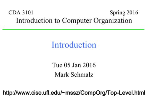 Cda 3101 Spring 2001 Introduction To Computer Organization
