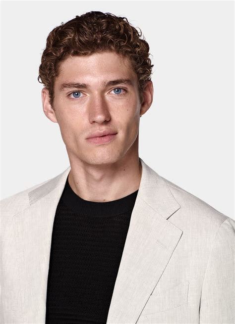 Light Taupe Tailored Fit Havana Suit Jacket In Linen Cotton Suitsupply