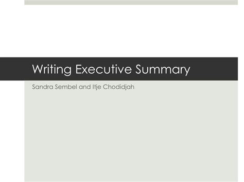 PPT Writing Executive Summary PowerPoint Presentation Free Download ID